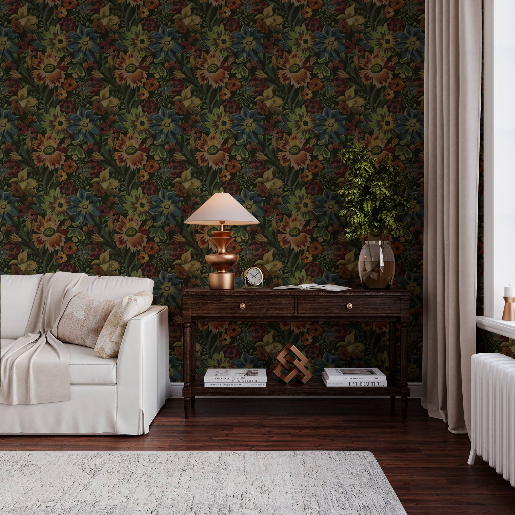Pattern of flowers and leaves : a00100 - Tapeko.co.uk